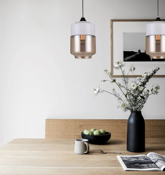CLA CASA: White With Amber Jar Shape Pendant Light – ELS Electrical ...